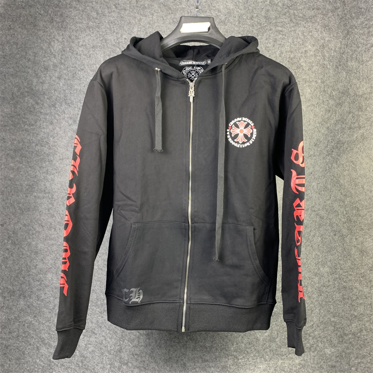 Chrome Hearts Made In Hollywood Plus Cross Zip Up Hoodie 'Black/Red ...